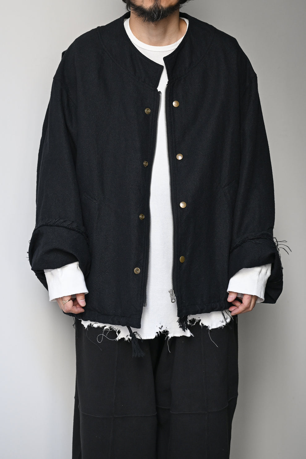 ANCELLM / DAMAGE WAFFLE CREW LS -WHITE – and father