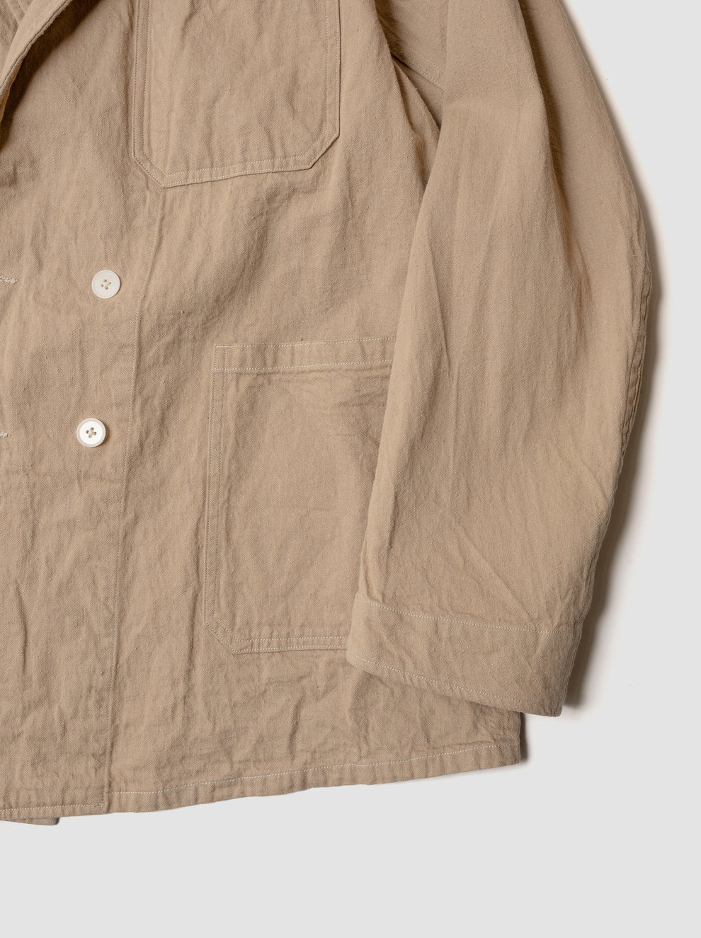 KAPTAIN SUNSHINE / Cotton Linen Denim DB Take Easy Jacket -BEIGE – and ...