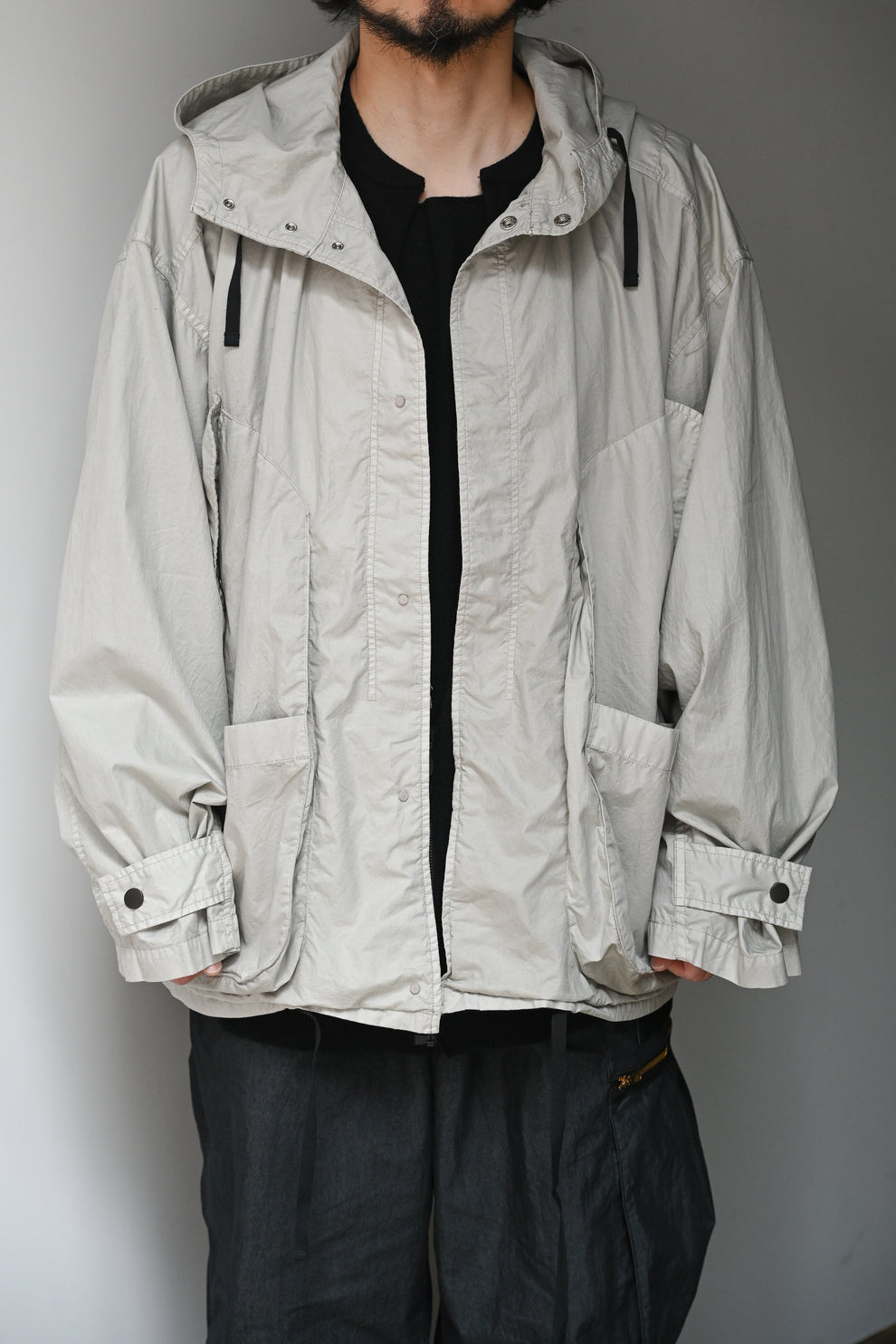 ANCELLM / HOODED FIELD SHIRT JACKET -GRAY – and father